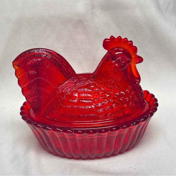 Westmoreland | Dining | Vintage Westmoreland Ruby Red Hen On A Nest ...